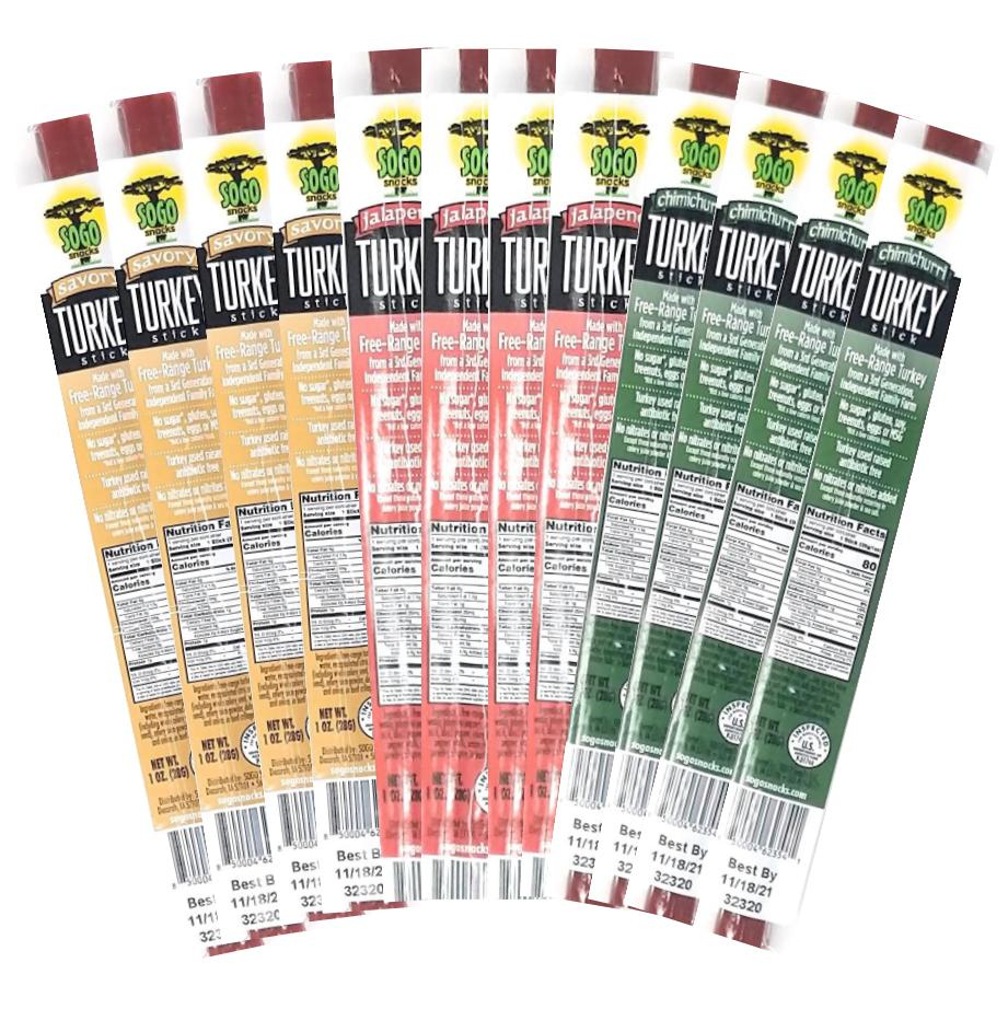 Turkey, No Sugar, Free-Range Turkey Flavors Variety Pack | Sogo Snacks